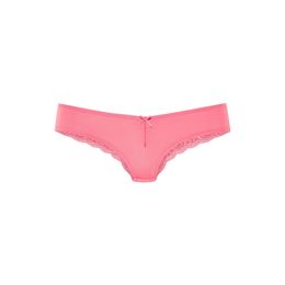 Brasilslip Lascana, Damen, Gr. 32/34, light pink, Microfaser, Obermaterial: 92% Polyamid, 8% Elasthan (LYCRA). Spitze: 86% Polyamid, 14% Elasthan (LYCRA), unifarben, k&ouml;rpernah, Unterhosen, mit sch&ouml;ner Spitze hinten