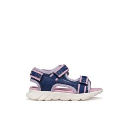 Sandale Geox "J SANDAL AIRADYUM GI", M&auml;dchen, Gr. 34, navy, lila, Synthetik, Textil, Schuhe Sandale, Klettschuh mit Logo, Gr&ouml;&szlig;enschablone zum Download