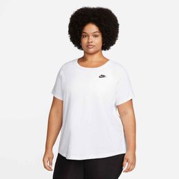 T-Shirt Nike Sportswear "CLUB ESSENTIALS WOMEN'S T-SHIRT (PLUS SIZE)", Damen, Gr. 1X (48/50), wei&szlig;, Obermaterial: 100% Baumwolle, Shirts T-Shirt, etwas weiterer Schnitt, k&uuml;rzere L&auml;nge am Body, sportlicher Stil