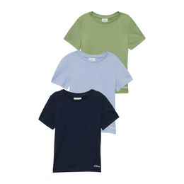 T-Shirt s.Oliver JUNIOR, M&auml;dchen, Gr. 104/110, blau, gr&uuml;n, navy, Jersey, Obermaterial: 100% Baumwolle, unifarben, regular fit normal, Rundhals, gerader Abschluss, Shirts T-Shirt, mit Rundhalsausschnitt