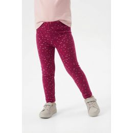 Strickleggings happy girls, M&auml;dchen, Gr. 104, N-Gr, lila (berry), Feinstrick, Obermaterial: 60% Polyester, 35% Baumwolle, 5% Elasthan, bedruckt, slim fit normal, Hosen Strickleggings, im s&uuml;&szlig;en Herzchen-Allover