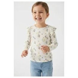 Langarmshirt LIL' ATELIER "NMFGAVO EKO LS SLIM TOP LIL NOOS", M&auml;dchen, Gr. 122/128, coconut milk aop:flower mix, Jersey, Obermaterial: 57% Baumwolle, 38% Lyocell, 5% Elasthan, bedruckt, slim fit normal, Rundhals, Shirts Langarmshirt, mit R&uuml;schen, weiche Jersey Rippqualit&auml;t, Slim Fit