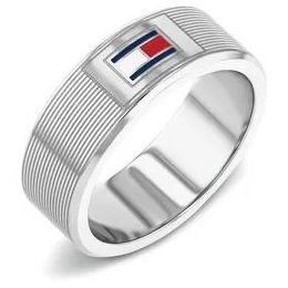 Fingerring Tommy Hilfiger "H-LINK" Gr. 62, edelstahlfarben, rot, blau, wei&szlig;, Fingerringe, Herren, 62, Edelstahl, Fingerring, Emaille