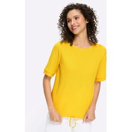 Rundhalsshirt Heine "Shirt", Damen, Gr. 34, sonnengelb, 50% Baumwolle, 50% Polyester, unifarben, Rundhals, Shirts Rundhalsshirt