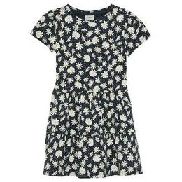 Jerseykleid s.Oliver JUNIOR, M&auml;dchen, Gr. 122, N-Gr, bunt (navy), Jersey, Obermaterial: 95% Baumwolle, 5% Elasthan, gebl&uuml;mt, gemustert, bequem kniefrei, Rundhals, Puff&auml;rmel, Kleider Jerseykleid, Stufenkleid mit All-Over-Print