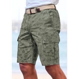 Cargoshorts John Devin, Herren, Gr. 33, N-Gr, gr&uuml;n (khaki bedruckt), Web, Obermaterial: 97% Baumwolle, 3% Elasthan, bedruckt, regular fit kurz, Hosen, Shorts aus elastischer Baumwolle, modisch bedruckt, Topseller
