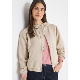 Blouson Cecil, Damen, Gr. XXL (46), grain beige, Web, Obermaterial: 50% Polyester, 43% Baumwolle, 7% Elasthan. Futter: 100% Polyester, unifarben, l&auml;ssig geschnitten h&uuml;ftlang, Rundhals, Jacken Blouson, mit verstellbarer Kapuze