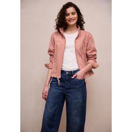 Jeansjacke STREET ONE STUDIO, Damen, Gr. 36, pink authentic washed, Jeans, 100% Baumwolle, unifarben, normal normal, V-Ausschnitt, abgesteppt, Jacken Jeansjacke, aus reiner Baumwolle