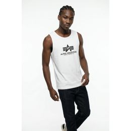 Muscleshirt Alpha Industries "Basic Logo Sleeveless Shirt", Damen, Gr. M, wei&szlig;, Single Jersey, Obermaterial: 100% Baumwolle, bedruckt, regular fit normal, Rundhals, Shirts