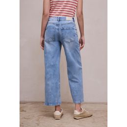 Loose-fit-Jeans STREET ONE STUDIO, Damen, Gr. 25, L&auml;nge 28, blau (light blau wash), Jeans, 63% Baumwolle, 25% Polyester, 10% Viskose, 2% Elasthan, unifarben, kn&ouml;chelfrei, Jeans, High Waist