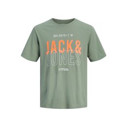 Jack & Jones T-Shirt JACK & JONES "JCOKOMPO Kurzarm-Design mit Print und optimaler Passform", Herren, Gr. L, laurel wreath, Single Jersey, Obermaterial: 100% Baumwolle, Basic schmal normal, Rundhals, Shirts T-Shirt, Print, modisch, regular fit, Baumwolle, Rundhals