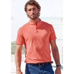 Henleyshirt John Devin "mit Stehkragen", Herren, Gr. S (44/46), orange (koralle), Piqu&eacute;, Obermaterial: 100% Baumwolle, unifarben, regular fit normal, Rundhals, abgesteppte Kante, Shirts, Regular-Fit, aus Baumwoll-Piqu&eacute;