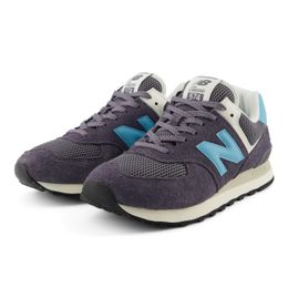 Sneaker New Balance "574", Damen, Gr. 40,5, schwarzer coastal blau, Leder, Synthetik, Textil, Schuhe Sneaker