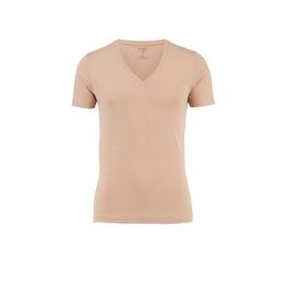 T-Shirt OLYMP "Casual", Herren, Gr. L, braun (caramel), Obermaterial: 94% Baumwolle, 6% Elasthan, tiefer V-Ausschnitt, Shirts T-Shirt
