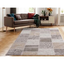 Teppich Sanat "Harmony 3202, auch als L&auml;ufer" Gr. 3, beige, B:120cm H:12mm L:160cm, Kunstfaser, Teppiche, Teppich, Wohnzimmer, Kurzflor, modern, Patchwork, Schlafzimmer