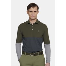 T-Shirt MEYER "Justin", Herren, Gr. L, gr&uuml;n (olive), 90% Polyamid, 10% Elasthan, unifarben, regular fit, V-Ausschnitt, B&uuml;ndchen, Shirts T-Shirt, mit UV-Schutz, atmungsaktiv, pflegeleicht