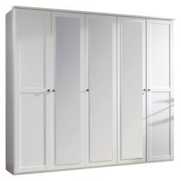 Dreht&uuml;renschrank mit Spiegel ca. 225x210 cm Wei&szlig;