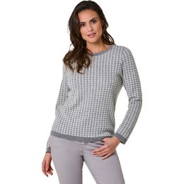 CREATION L PREMIUM Damen Strickpullover aus Wolle steingrau-champagner-gemustert Gr&ouml;&szlig;e 38