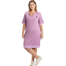 sheego Damen Shirtkleid mit Kontrast-Ringelstoff orchidee Gr&ouml;&szlig;e 44