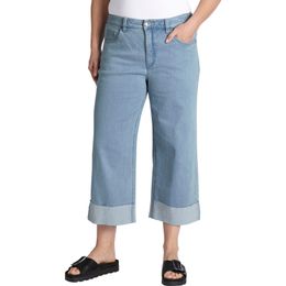sheego Damen 7/8-Jeans mit breitem Saum-Umschlag blue-bleached Gr&ouml;&szlig;e 58