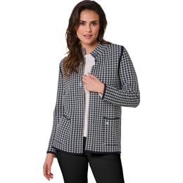 CREATION L PREMIUM Damen Jacquardstrickjacke mit Merinowolle marine-champagner-gemustert Gr&ouml;&szlig;e 40