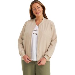 sheego Damen Blouson mit dezentem Glanz beige Gr&ouml;&szlig;e 56