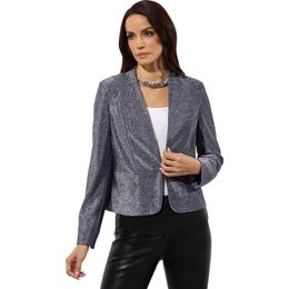 CR&Eacute;ATION L Damen Jerseyblazer mit Sch&ouml;&szlig;chen silberfarben-marine Gr&ouml;&szlig;e 38