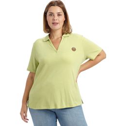 sheego Damen Poloshirt mit V-Ausschnitt pistazie Gr&ouml;&szlig;e 40/42