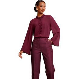 CR&Eacute;ATION L Damen Langarm-Bluse aus duftigem Georgette bordeaux Gr&ouml;&szlig;e 40