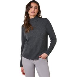 CREATION L PREMIUM Damen Langarm-Pullover mit 10% Kaschmir und Zierperlen anthrazit Gr&ouml;&szlig;e 40