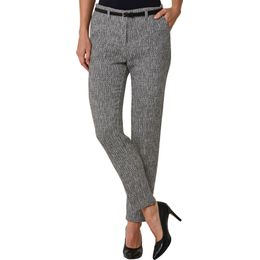 CREATION L PREMIUM Damen Hose mit Lederg&uuml;rtel anthrazit-ecru-meliert Gr&ouml;&szlig;e 19