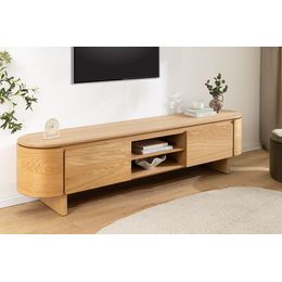 Riess Ambiente Modernes TV-Board OAK GRAIN 200cm natur Eichenholz zwei F&auml;cher mit Schubladen Riess-Ambiente