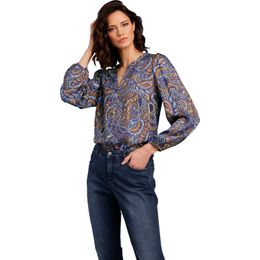 CREATION L PREMIUM Damen Druckbluse mit Paisley-Dessin taubenblau-ecru-gemustert Gr&ouml;&szlig;e 40