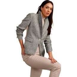 CREATION L PREMIUM Damen Boucl&eacute;-Blazer mit schr&auml;ger Kante grau-goldfarben-gemustert Gr&ouml;&szlig;e 40