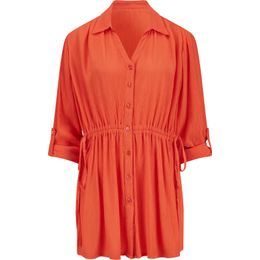 CR&Eacute;ATION L Damen Longbluse mit Tunnelzug in der Taille orange Gr&ouml;&szlig;e 40