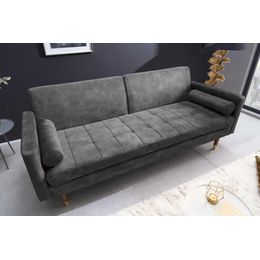 Riess Ambiente Modernes Schlafsofa COUTURE 200cm grau Microvelours 3-Sitzer Couch mit Schlaffunktion Riess-Ambiente Wohnzimmer