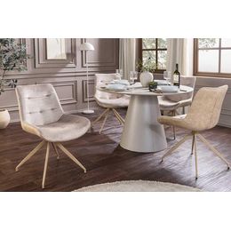 Riess Ambiente Design Stuhl DIVANI champagner beige Samt Metallgestell Polsterstuhl Riess-Ambiente Esszimmerstuhl K&uuml;chenstuhl Industrie & Loft Retro