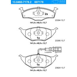 ATE Bremsbelagsatz, Scheibenbremse 13.0460-7178.2 vorne rechts links f&uuml;r VAG 8Z0698151
