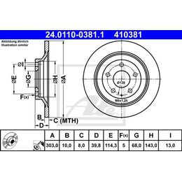 ATE Bremsensatz-Vorn und hinten SG00000E0T Bremsensatz, Scheibenbremse vorne rechts links bel&uuml;ftet 303mm f&uuml;r MAZDA KDY9-33-28Z K011-26-251A K011-26-25