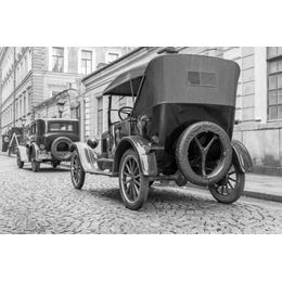 Fototapete papermoon "VINTAGE OLDTIMER-SCHWARZ WEI&szlig;AUTO DESIGN XXL TAPETE", bunt, B:2,5m L:1,86m, Vlies, Tapeten