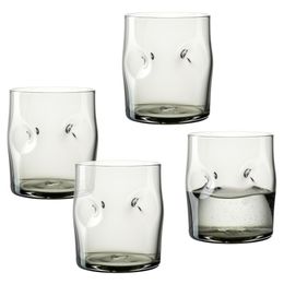 Gl&auml;ser-Set Leonardo "Trinkglas VESUVIO, 300 ml, 4er-Set", grau, H:9cm &Oslash;:7,5cm, Glas, Trinkgef&auml;&szlig;e, konische Form, markantes Design - mit Einquetschungen