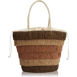 Schultertasche "Teneriffa", Damen, Gr. B/H/T: 42cm x 31cm x 17cm onesize, beige (natur), Jute, Collezione Alessandro, Taschen Schultertasche, aus Stroh