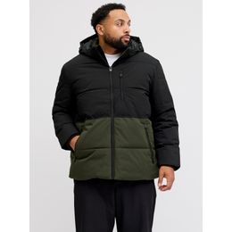 Jack & Jones PlusSize Steppjacke "JJEOWEN PUFFER SN PLS", Herren, Gr. 3XL, rosin detail:schwarz blocking, Web, Obermaterial: 100% Polyester, JACK & JONES PLUSSIZE, regular fit, hoch geschlossener Ausschnitt, Rippb&uuml;ndchen, Jacken Steppjacke