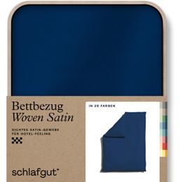 Bettbezug Schlafgut "Woven Satin", blau (blau deep), B:155cm L:220cm, Mako-Satin, Obermaterial: 100% Baumwolle, Bettbez&uuml;ge, besonders dicht gewebt, Mix & Match: passender Kissenbezug erh&auml;ltlich