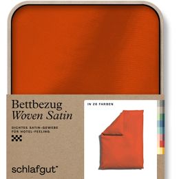 Bettbezug Schlafgut "Woven Satin", rot (rot mid), L:200cm, Mako-Satin, Obermaterial: 100% Baumwolle, Bettbez&uuml;ge, besonders dicht gewebt, Mix & Match: passender Kissenbezug erh&auml;ltlich