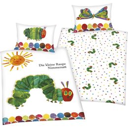 Babybettw&auml;sche "Die kleine Raupe Nimmersatt", bunt, B/L: 100cm x 135cm, 1 Stk., 1 Stk., Renforc&eacute;, B/L: 60cm x 40cm, Renforc&eacute;, Obermaterial: 100% Baumwolle, Bettw&auml;sche, mit tollem Motiv
