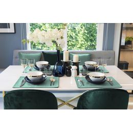 Platzset Adam "Graphic Ventus" Gr. 1, blau (petrol), B:40cm L:50cm, Obermaterial: 100% Baumwolle, Platzsets, GOTS organic,zertifiziert durch CERES 0242,Made in Germany