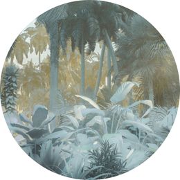 Vliestapete Komar "Vlies selbstklebend - Exotic Jungle - Gr&ouml;&szlig;e 125 x 125 cm", blau (blau, wei&szlig;), B:125m L:125m, Vlies, Tapeten, Wohnzimmer, Schlafzimmer