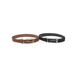 Synthetikg&uuml;rtel Urban Classics "Urban Classics Slim Synthetic Velour Leather Belt 2-Pack", Damen, Gr. L/XL, schwarz, silber, braun, gold, 100% Polyurethan, G&uuml;rtel