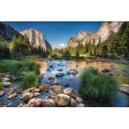 Fototapete papermoon "Yosemite Rive Reflexion", bunt, B:2,5m L:1,86m, Vlies, Tapeten